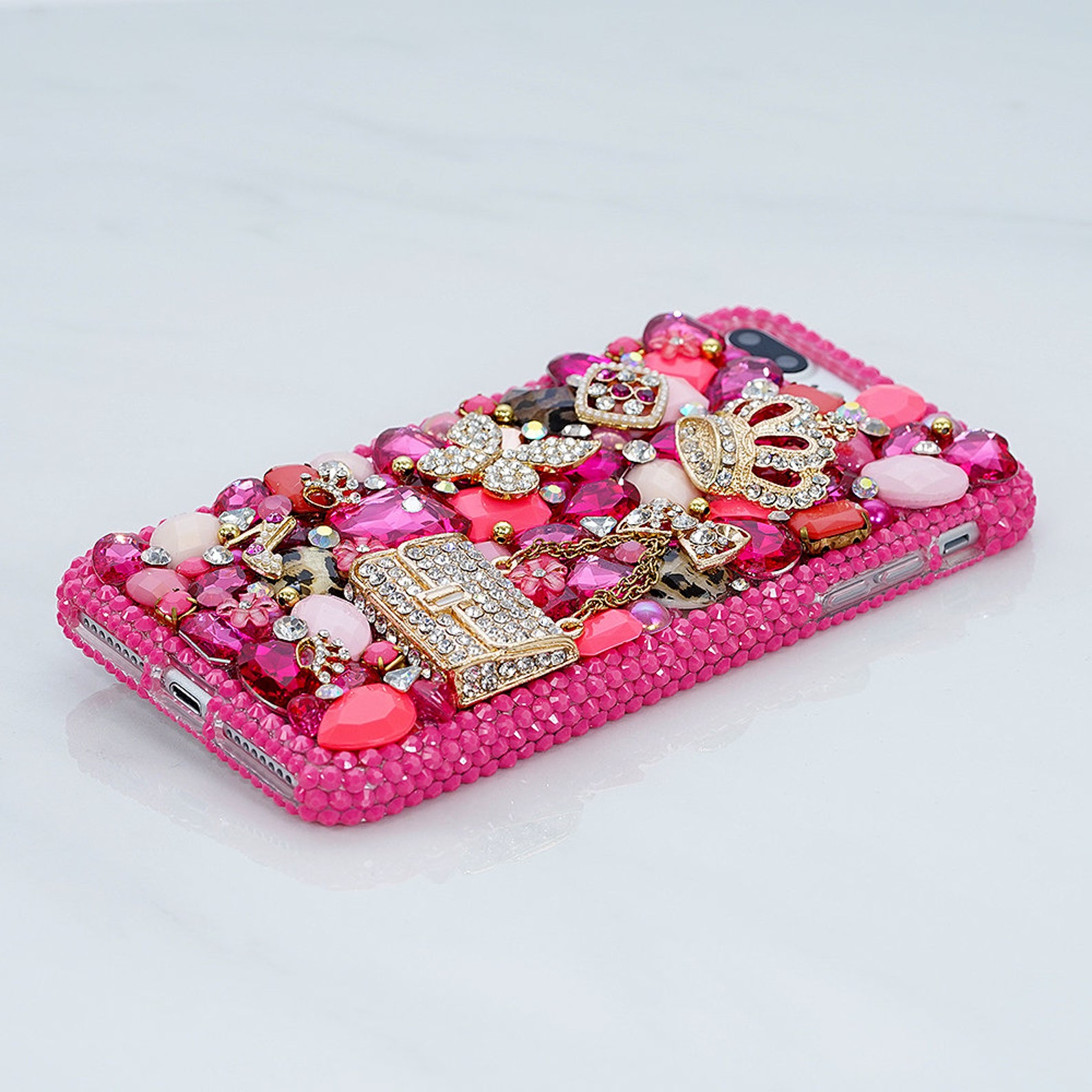 Pink Princess Diamond Gold Crown Purse Bow Genuine Crystals - Etsy