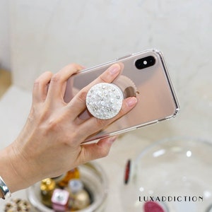 White Pearls & Genuine Crystals Popsockets Bling Popgrip - Etsy