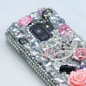 Tiaras Trinkets Silver Diamond Pink Roses Genuine Clear Crystals Bling ...