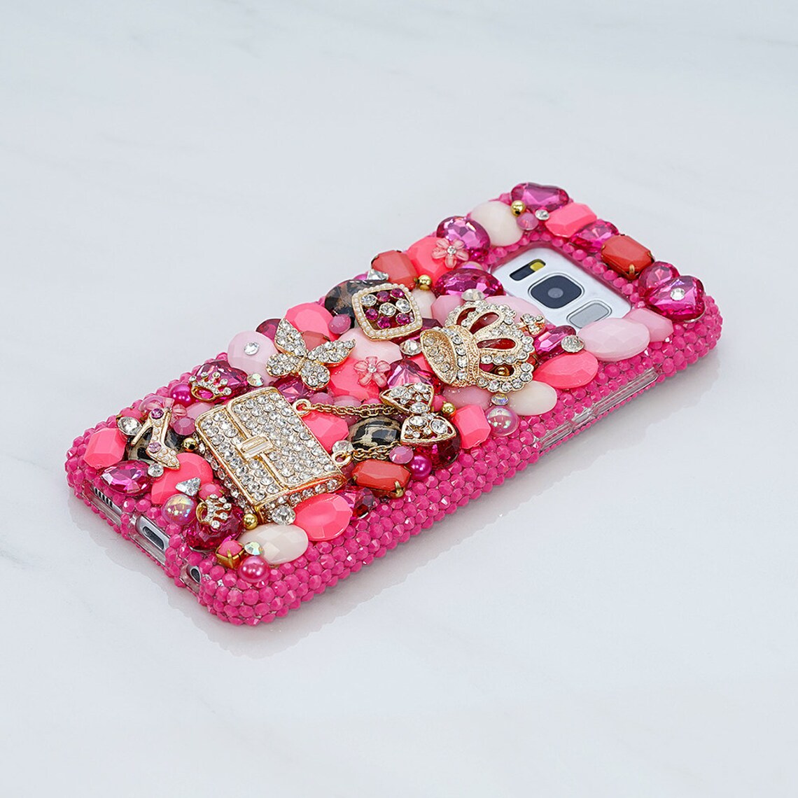 Pink Princess Diamond Gold Crown Purse Bow Genuine Crystals - Etsy