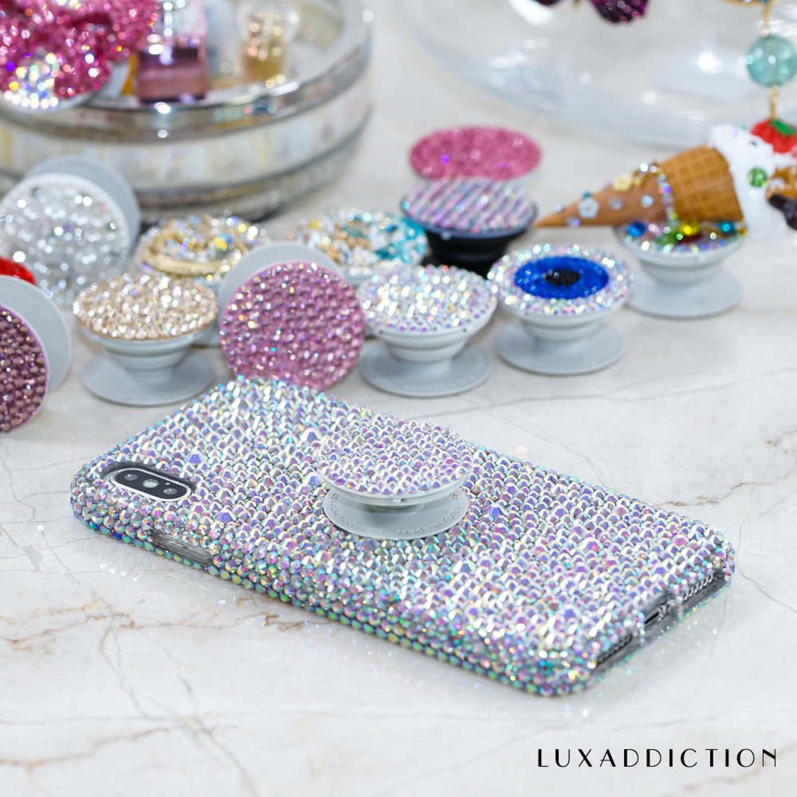 Popsocket Grip Bling Genuine Aurora Borealis Crystals Case for - Etsy