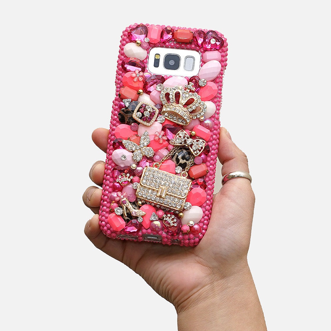 Pink Princess Diamond Gold Crown Purse Bow Genuine Crystals - Etsy