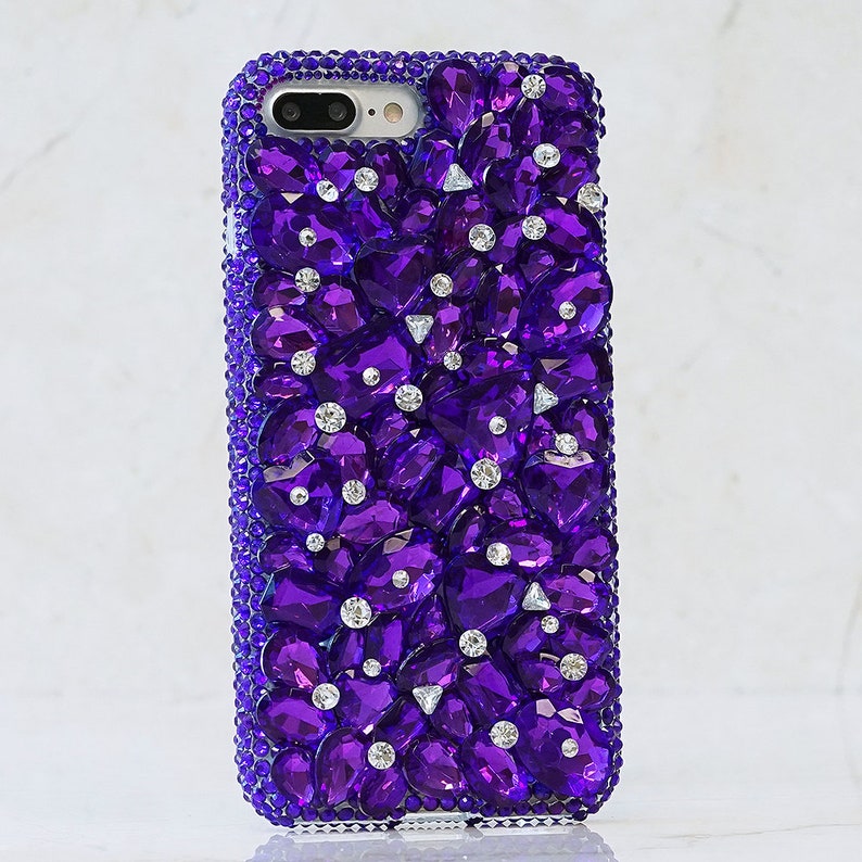 Purple Stones Genuine Crystals Diamond Bling Easy Grip Protective Case ...
