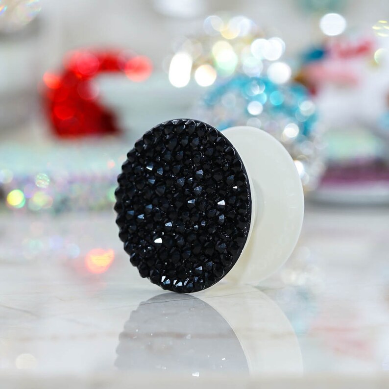 Genuine Jet Black Crystals Popsockets Bling Popgrip | Etsy