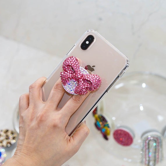 Pink Bow Genuine Crystals Popsockets Bling Popgrip Rhinestones - Etsy