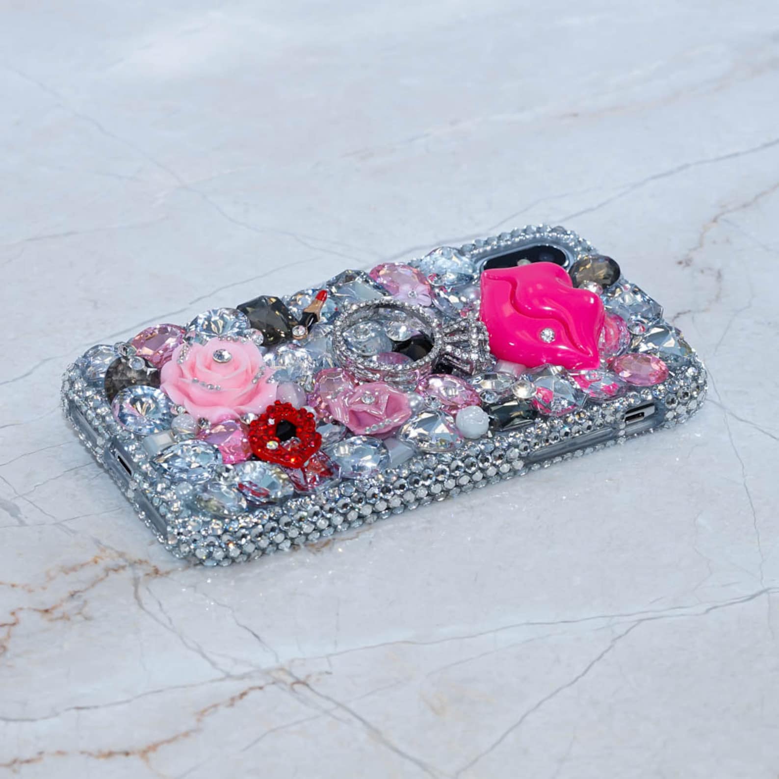 Pink Lips Diamond Ring Pink Roses Lipsticks Genuine Clear | Etsy