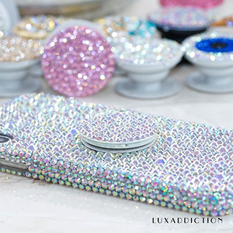 Popsocket Grip Bling Genuine Aurora Borealis Crystals Case For | Etsy