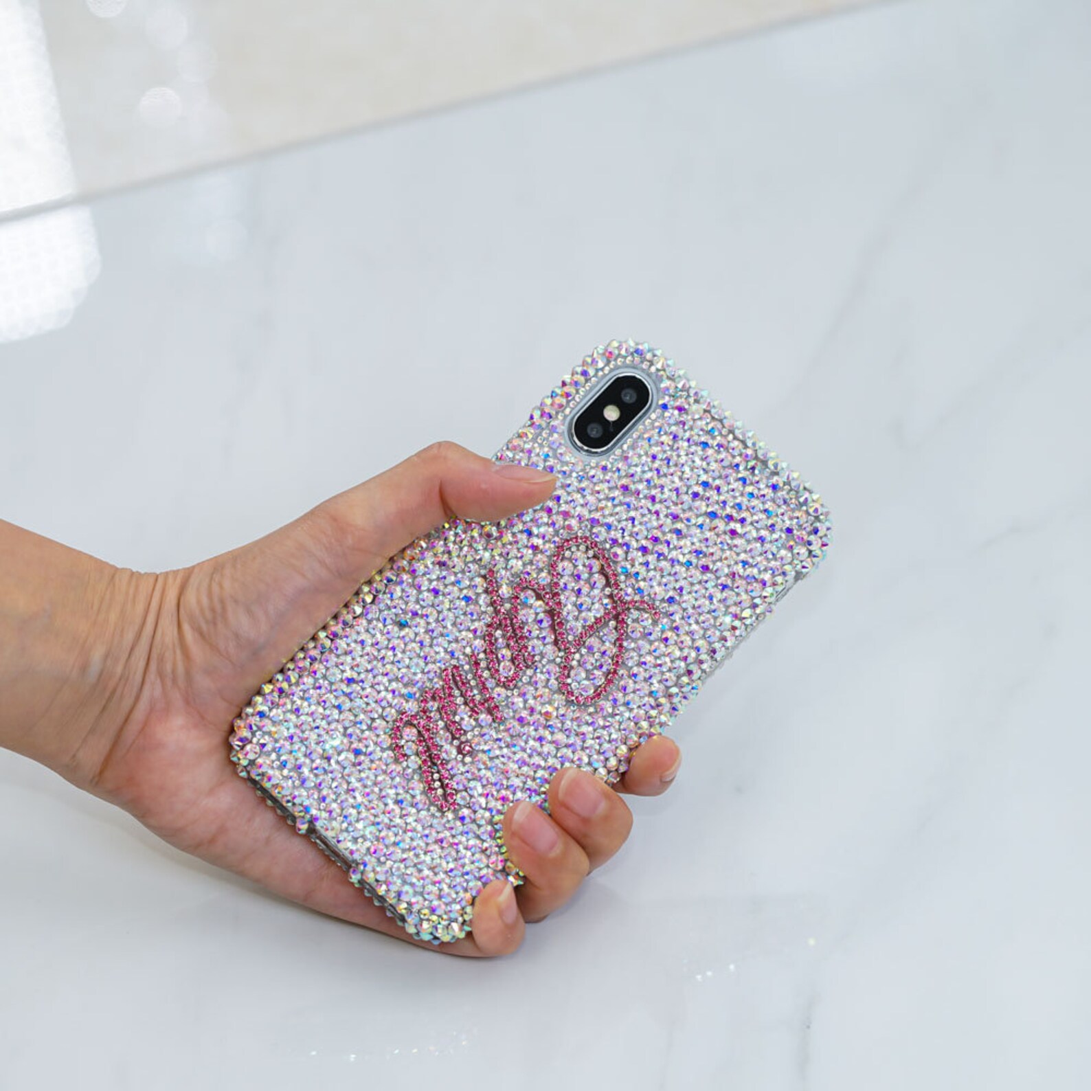 Pink Personalized Name Initials Genuine Aurora Borealis | Etsy