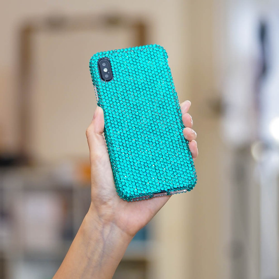 Bling Genuine Turquoise Crystals Case for iPhone 17 16 15 Pro Max ...
