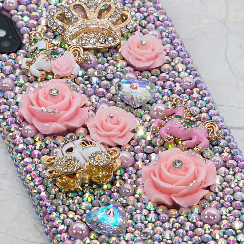 Bling Fairytale Princess Genuine Baby Pink Crystals Roses Crown Diamond ...