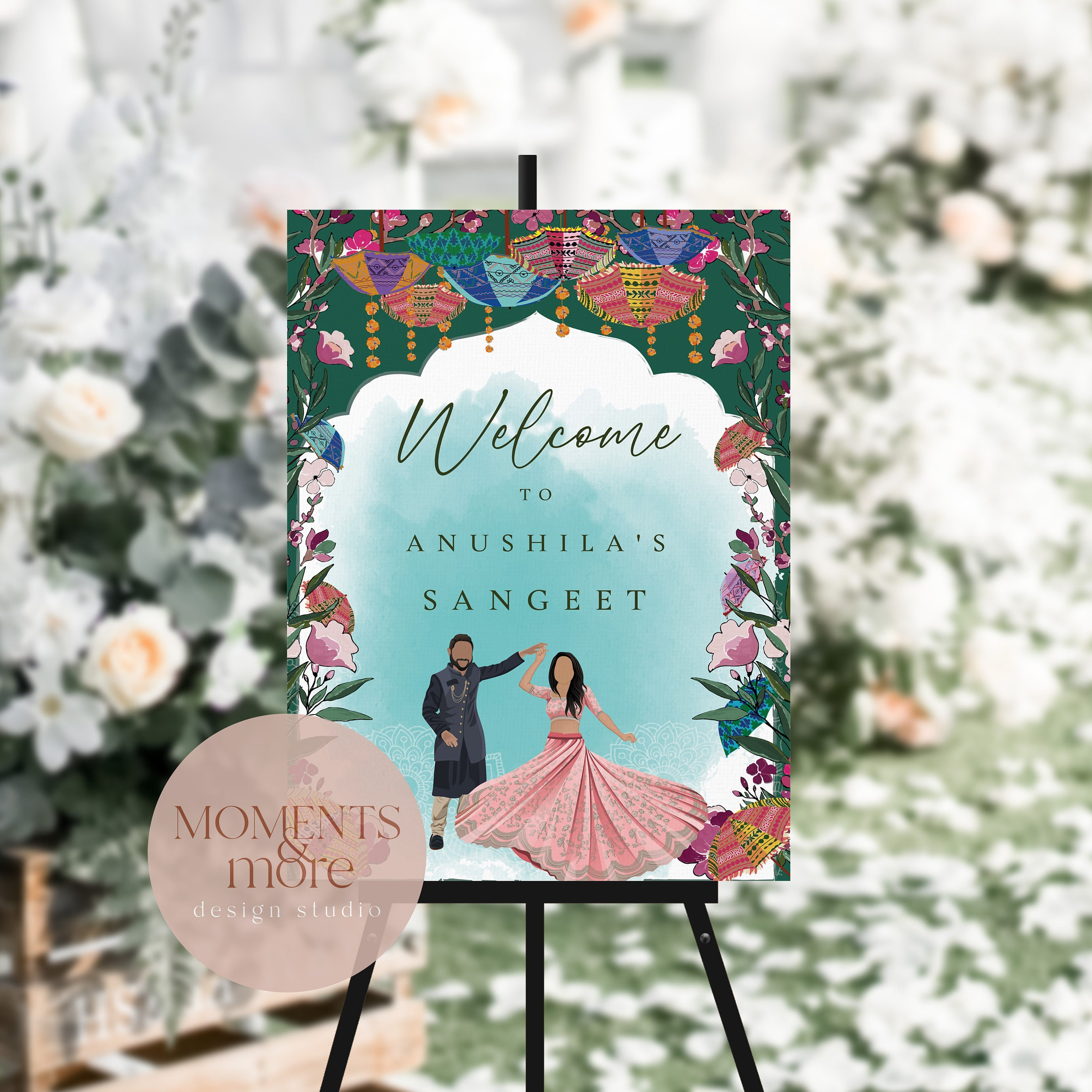 Sangeet Welcome Board Mehndi Welcome Board Green and Floral - Etsy