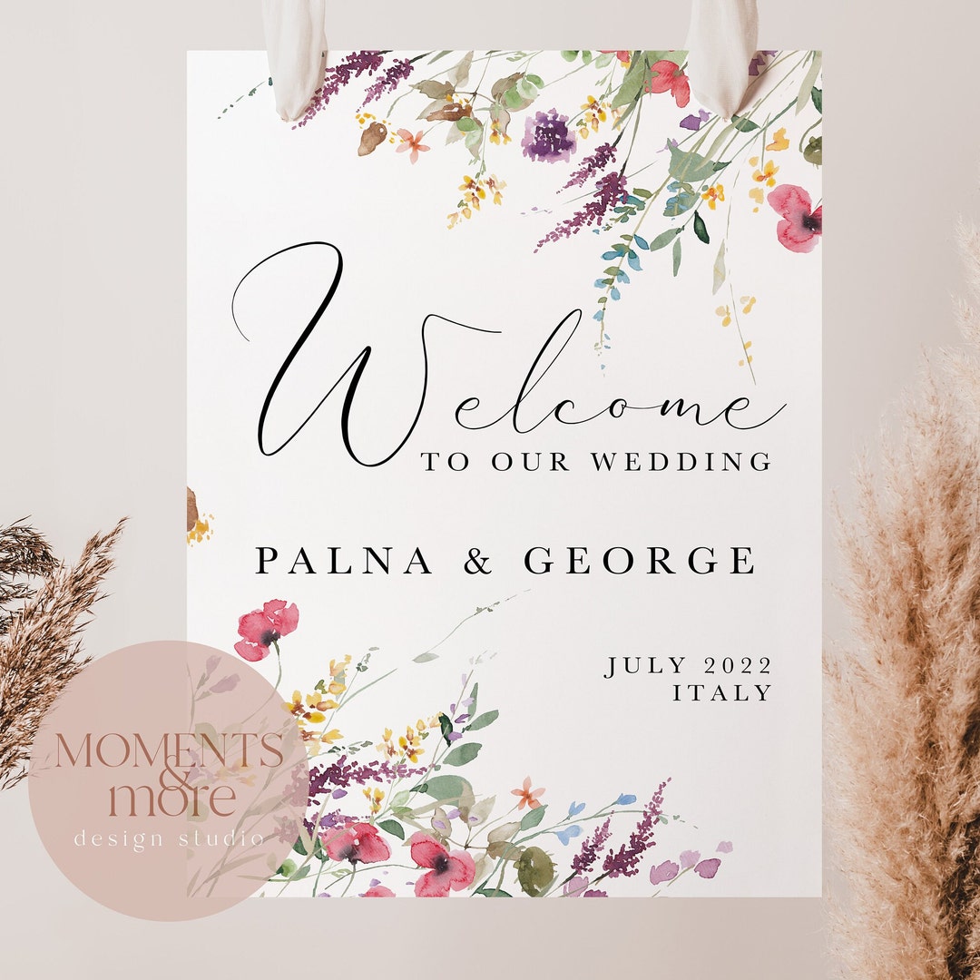 Wildflower Wedding Welcome Sign, Wedding Welcome Sign, Boho Wedding ...