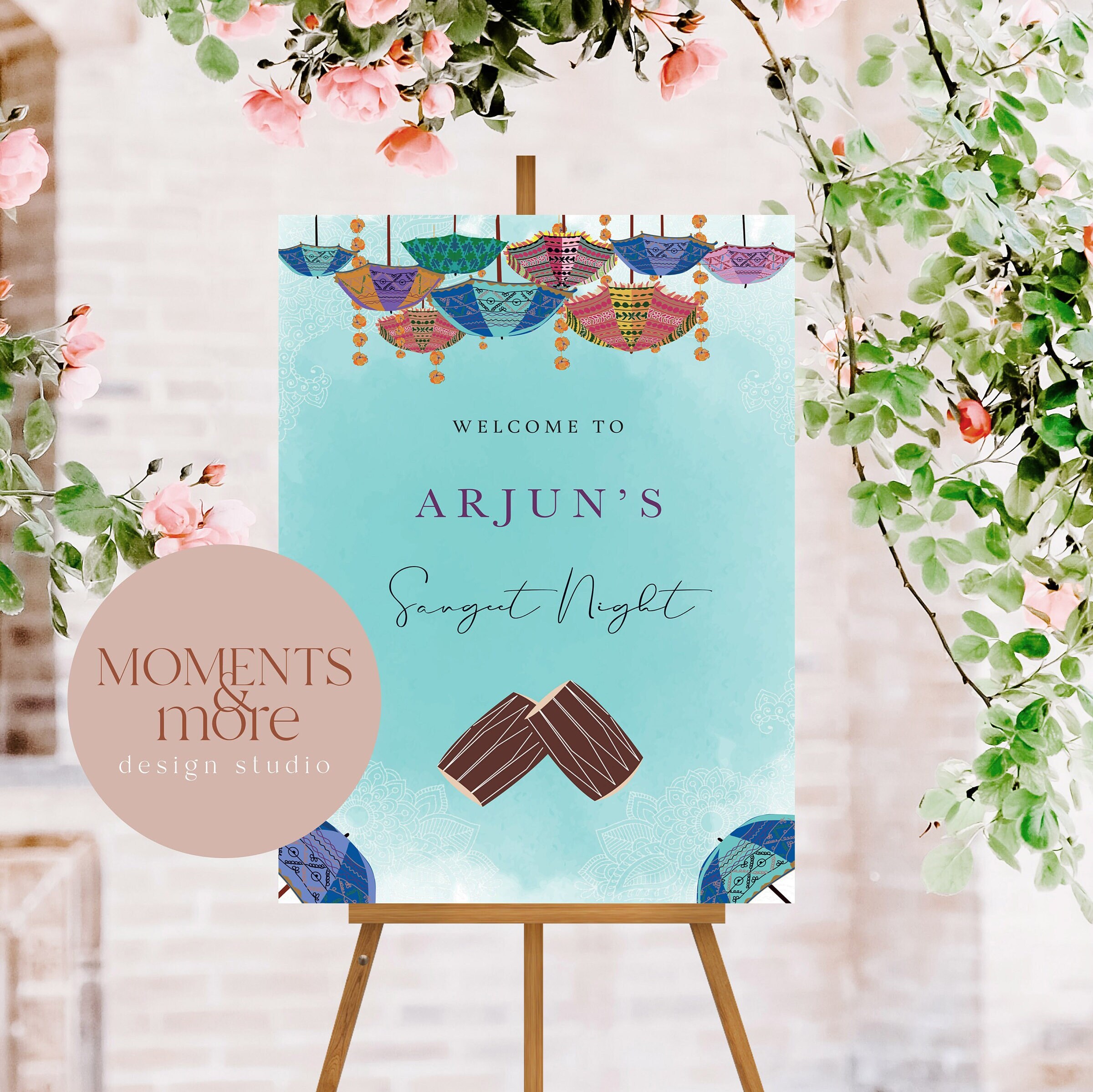 Colourful Mehendi Sangeet Welcome Board, Sangeet Wedding Sign, Mehndi ...