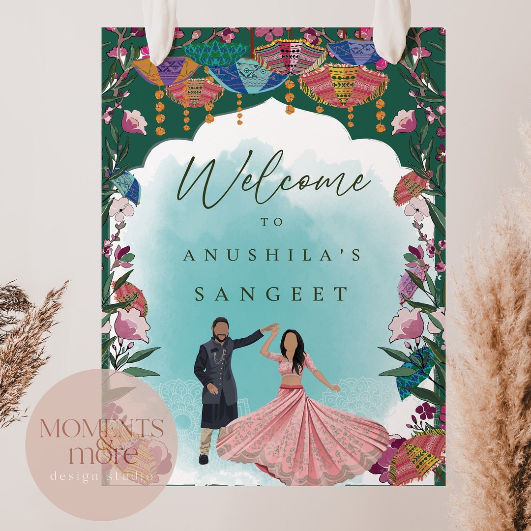 Sangeet Welcome Board Mehndi Welcome Board Green and Floral - Etsy