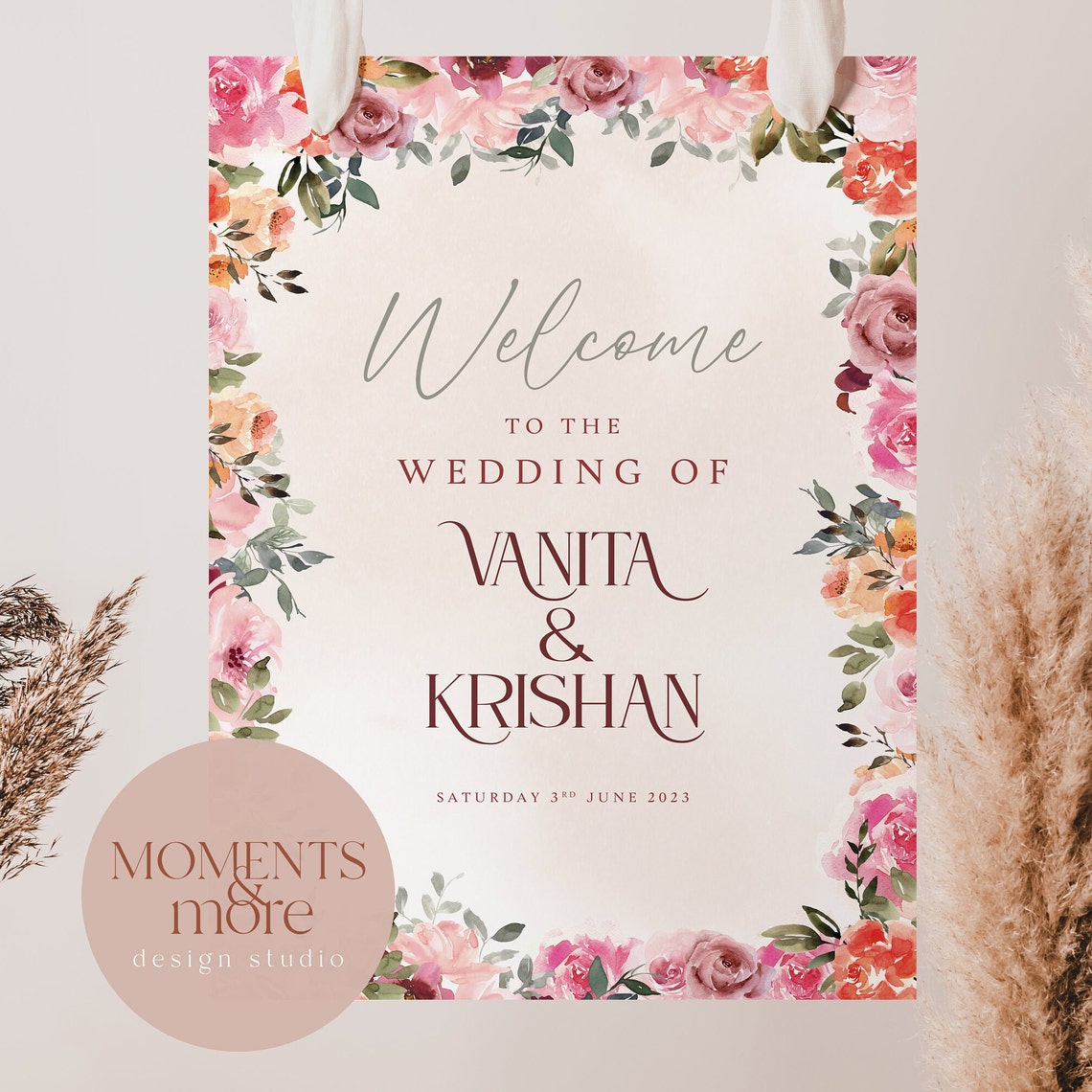 Floral Wedding Welcome Sign, Wedding Board, Bright and Floral Welcome ...
