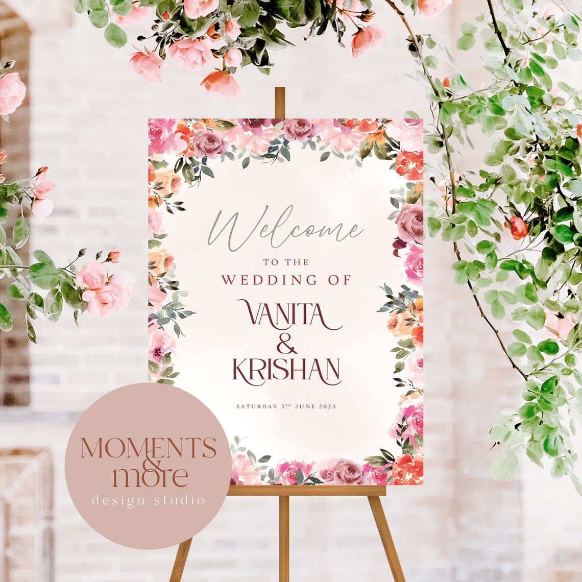 Floral Wedding Welcome Sign, Wedding Board, Bright and Floral Welcome ...