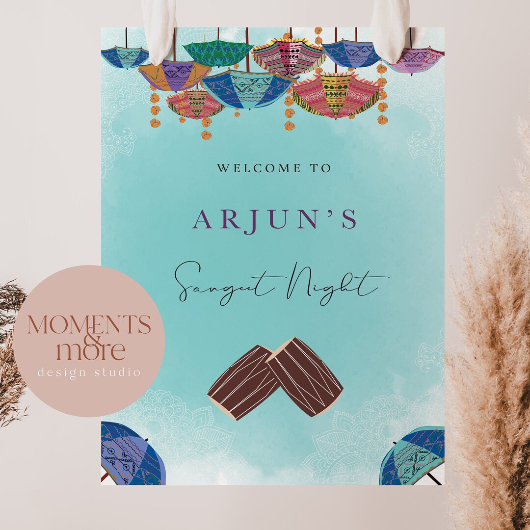 Colourful Mehendi Sangeet Welcome Board, Sangeet Wedding Sign, Mehndi ...