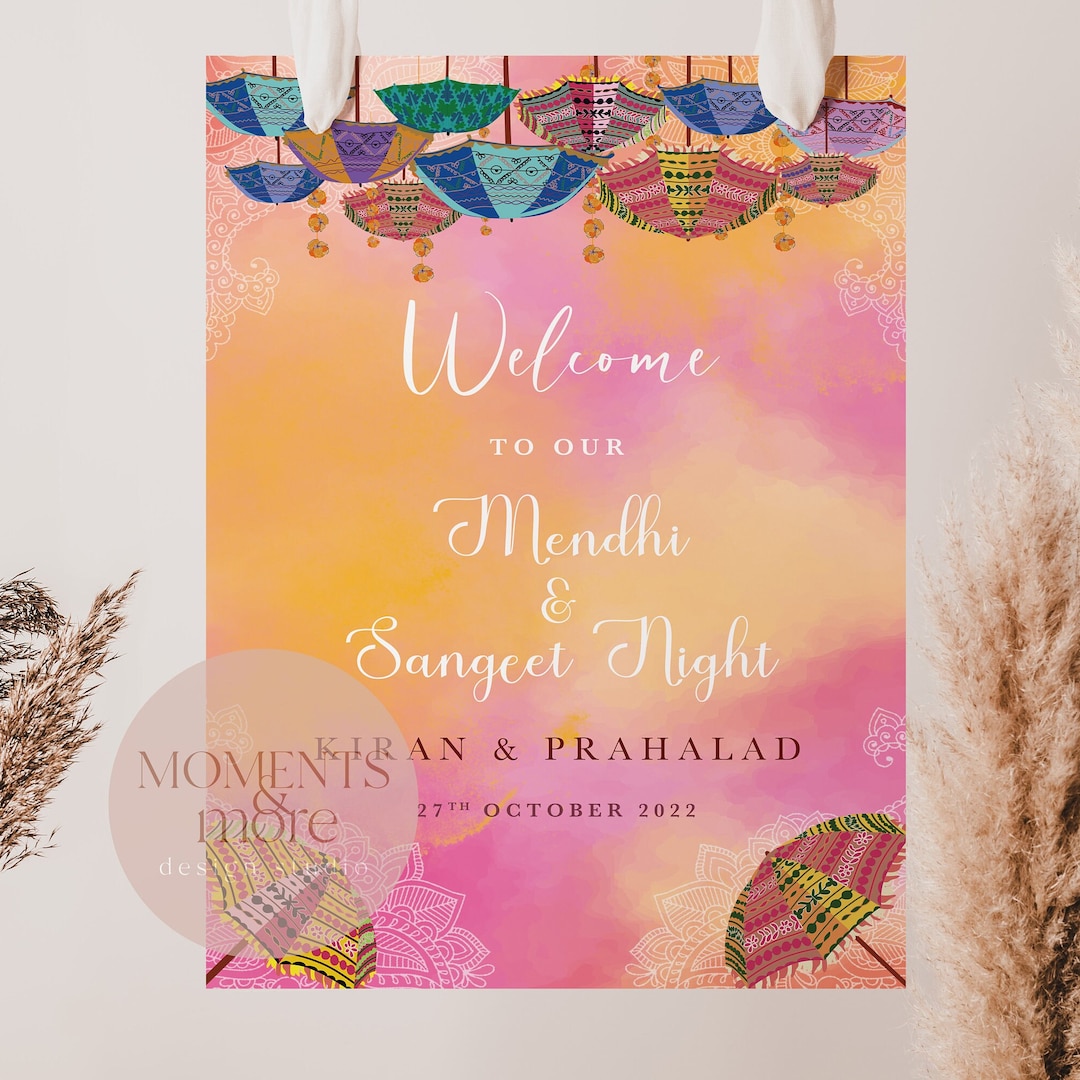 Mehendi Welcome Sign, Sangeet Welcome Sign, Haldi Wedding Sign, Indian ...