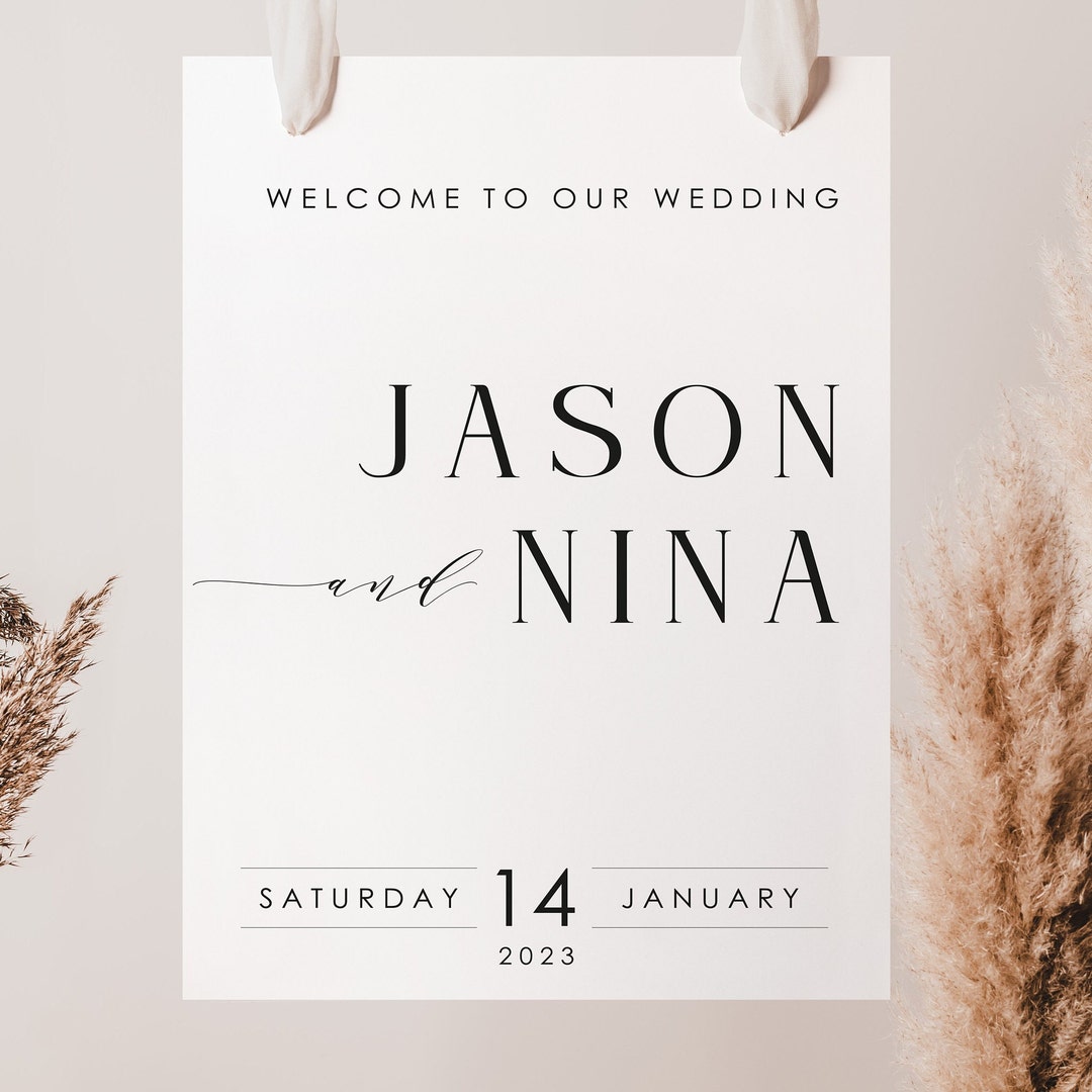 Minimalist Wedding Welcome Sign, Wedding Sign, Wedding Sign, Modern ...