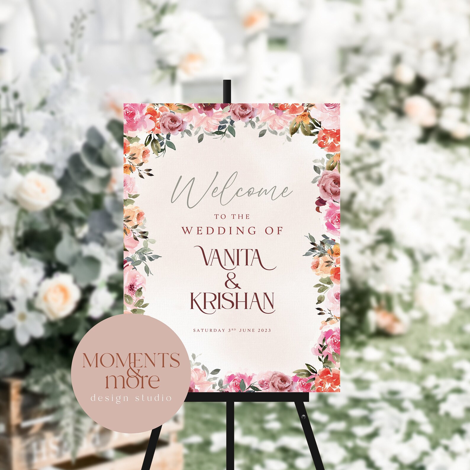 Floral Wedding Welcome Sign, Wedding Board, Bright and Floral Welcome ...