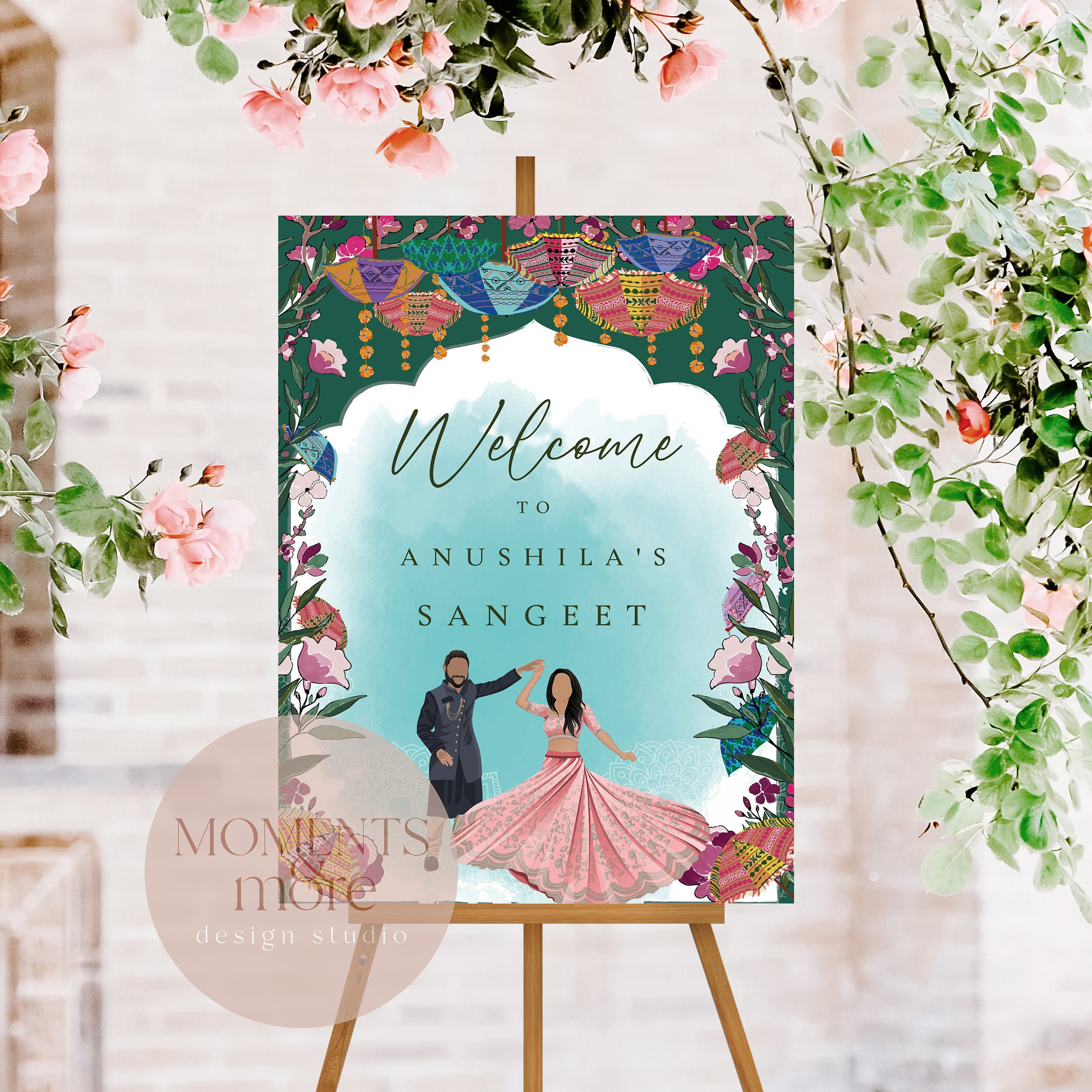 Sangeet Welcome Board Mehndi Welcome Board Green and Floral - Etsy