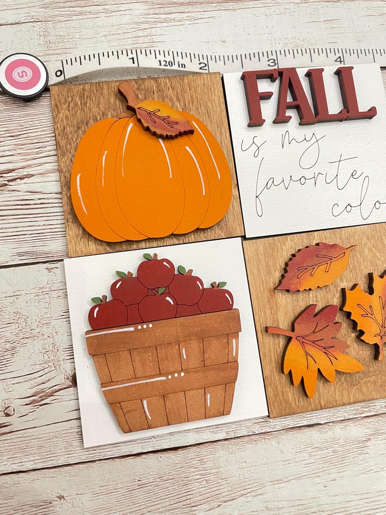 Fall Theme, Mini Square Inserts, Mini Sign, Tiered Tray Decor, Pumpkins ...