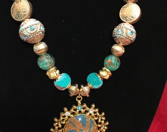 Green Necklace Set Etsy