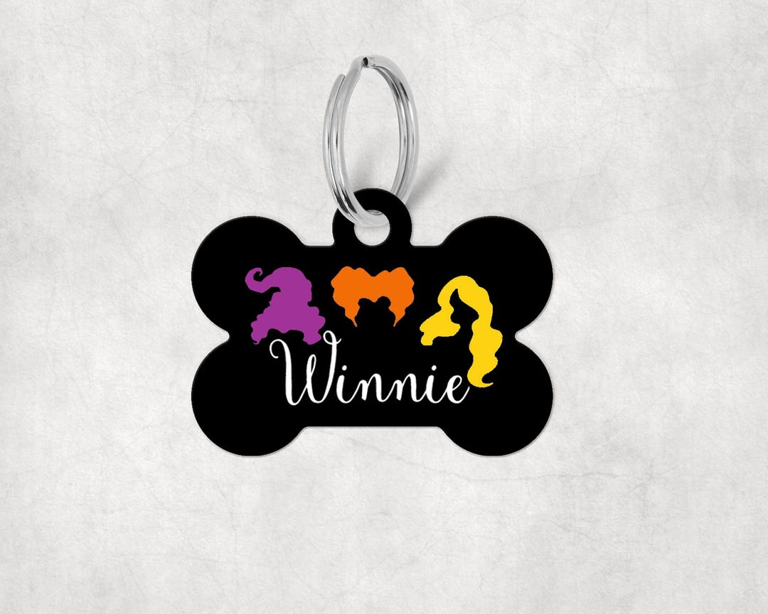 Personalized Halloween Dog Tag, Black - Double Sided Option - Witches ...