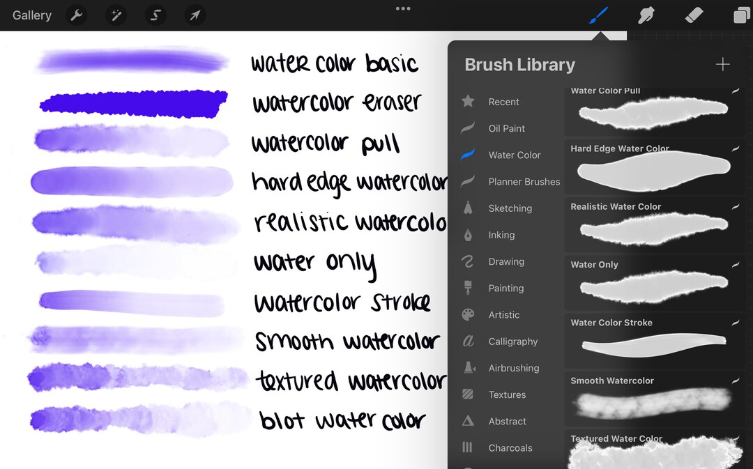 Procreate Basic Water Color Brush Set - Etsy