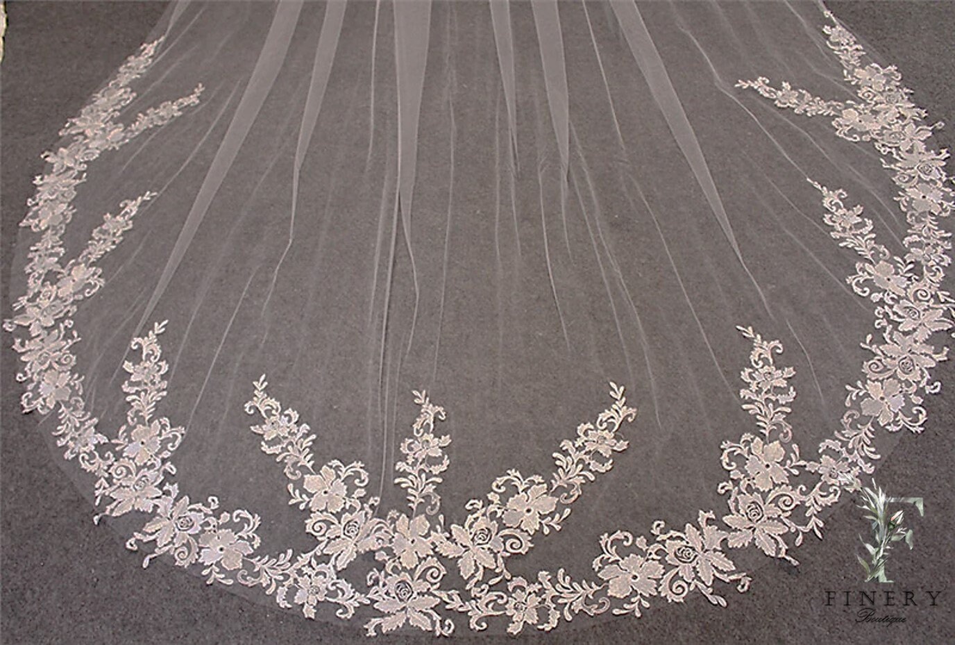 Light Ivory Cathedral Wedding Veil Rose Lace Wedding Veil - Etsy