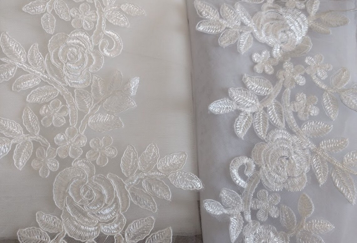 Royal, Extra Wide, Embroidered Rose Lace Wedding Veil, Cathedral Veil ...