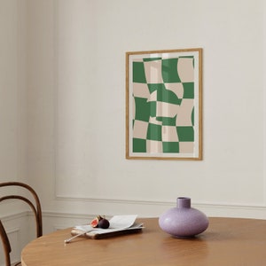Green Checkered Print | Cute Retro Prints | 70's Aesthetic Wall Art ...