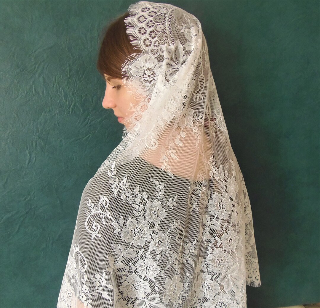 Veil Lace Mantilla Church Veil Black Chapel Veil for Mass Religious ...