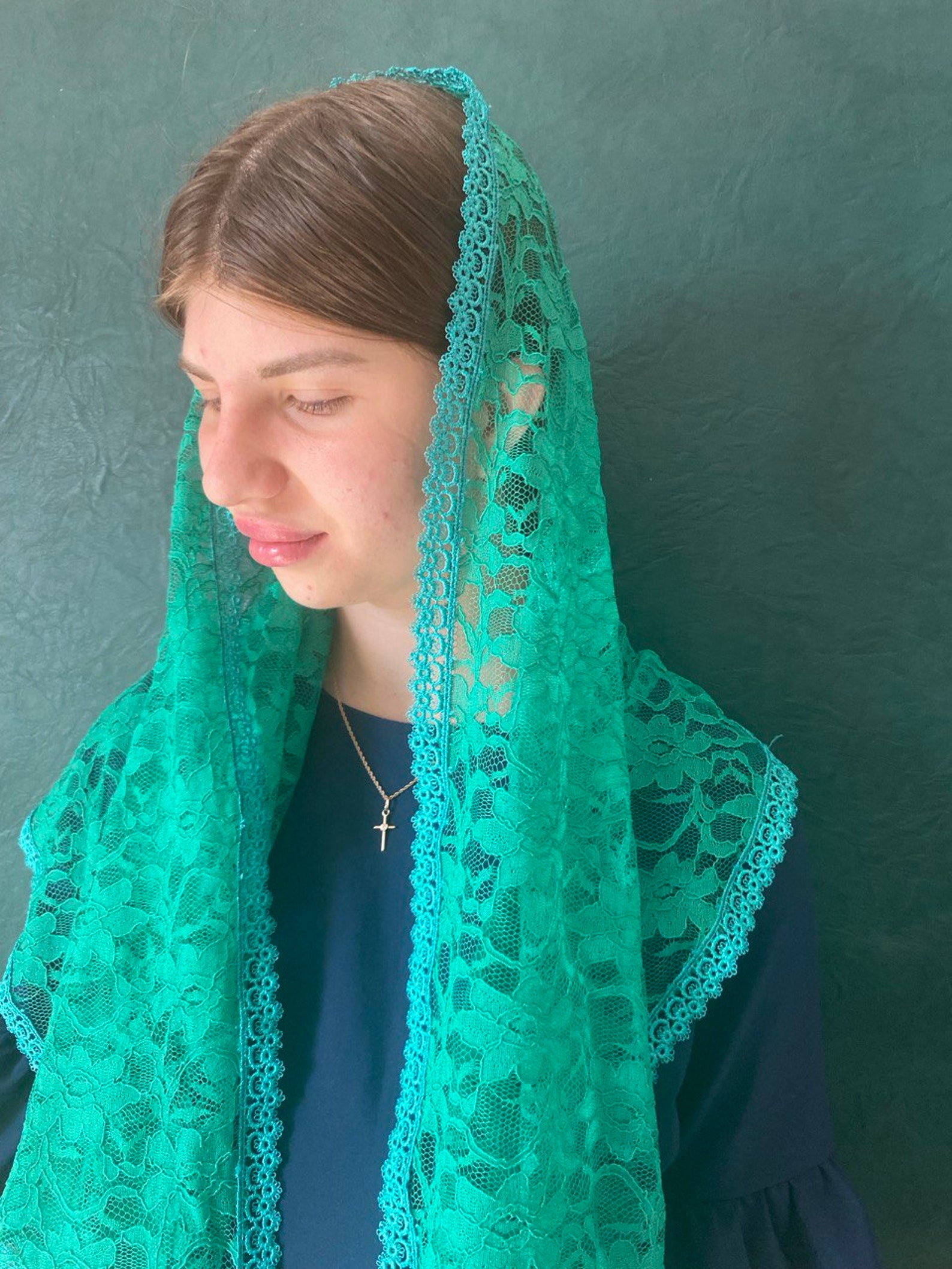 Green Lace Chapel Veil, Catholic Church Head Covering - Etsy