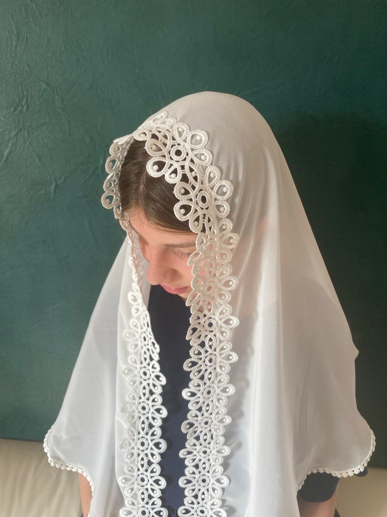 Chiffon Lace Chapel Veil, Catholic Head Covering - Etsy