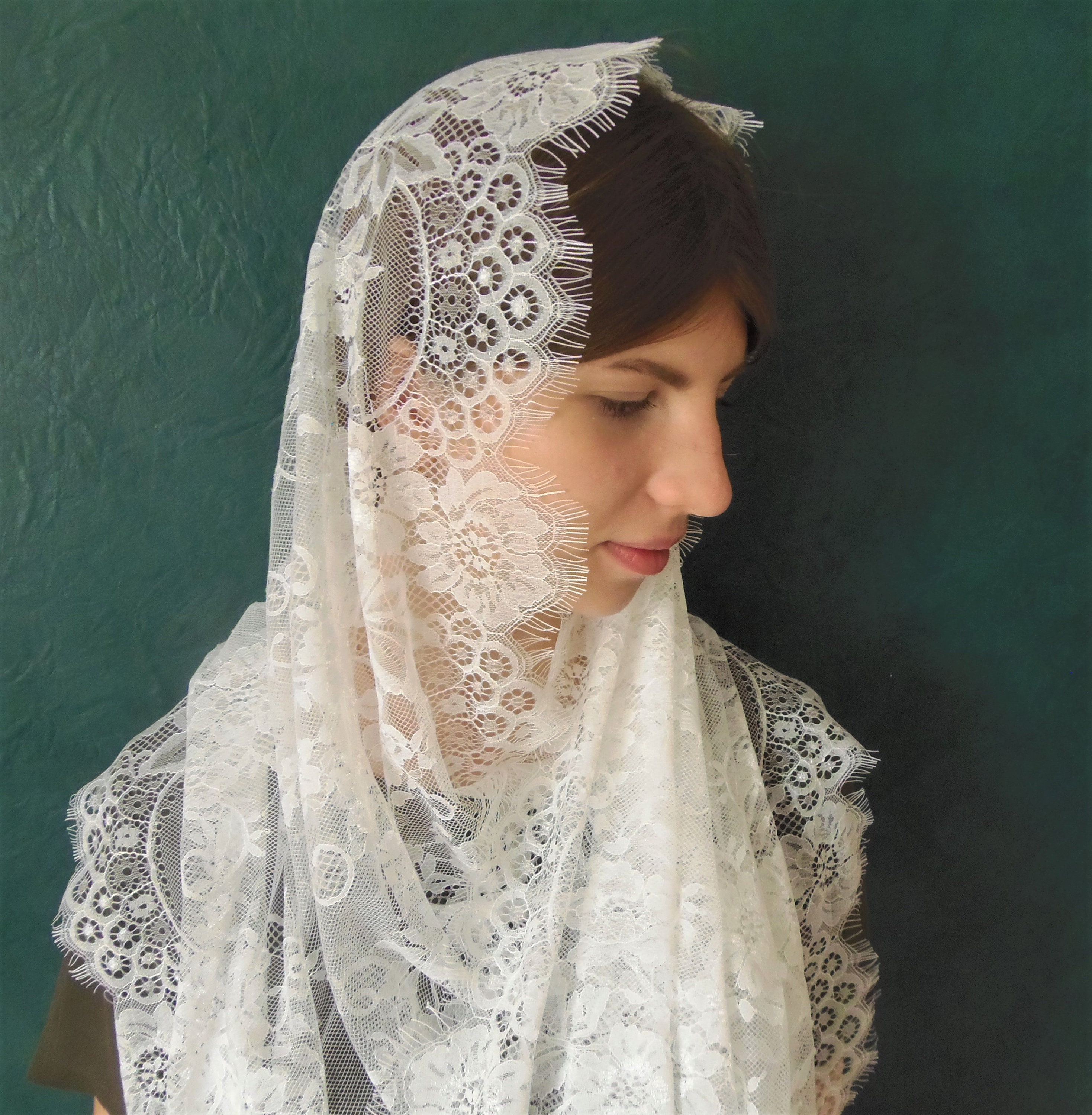 Veil Lace Mantilla Church Veil Black Chapel Veil for Mass | Etsy