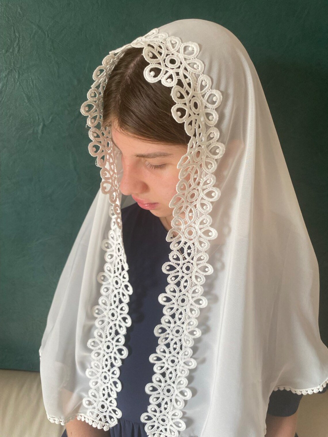 Chiffon Lace Chapel Veil, Catholic Head Covering - Etsy