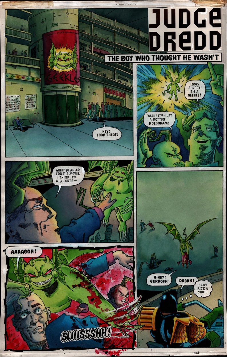 Original Colour Comic Book Art Judge Dredd by Russell Fox - Etsy