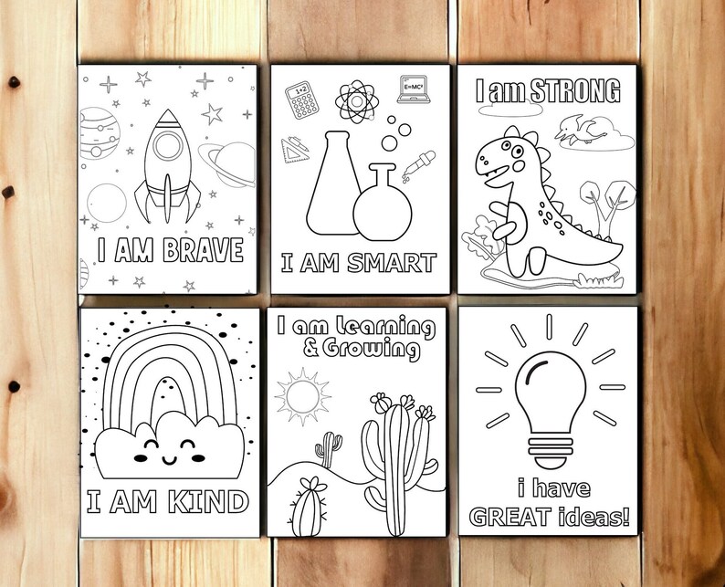 12 Affirmation Coloring Pages | Kids Coloring | Kids Positivity | Kids ...
