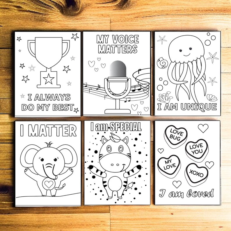 12 Affirmation Coloring Pages | Kids Coloring | Kids Positivity | Kids ...