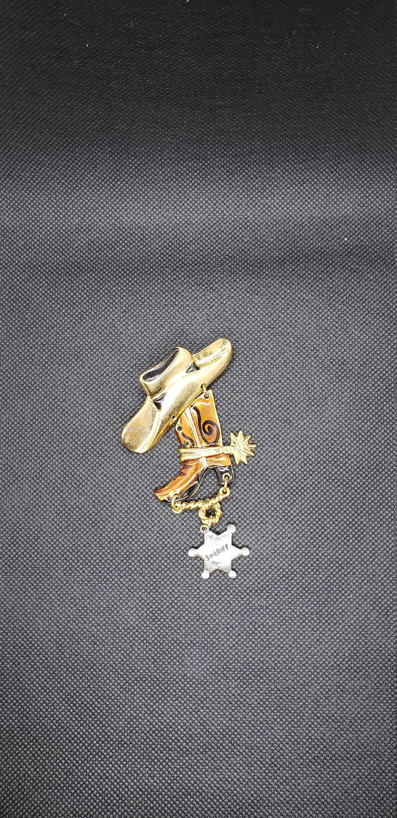 Don-lin Covered Sheriff Hat and Boot Brooch - Etsy