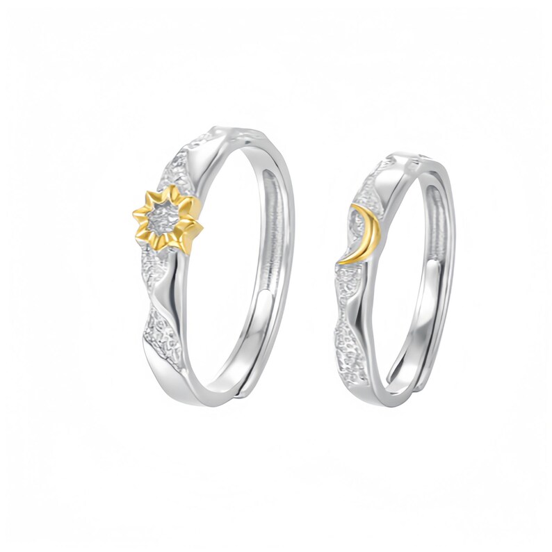 Couple Rings, Sun and Moon Matching Rings, Sterling Silver Rings ...