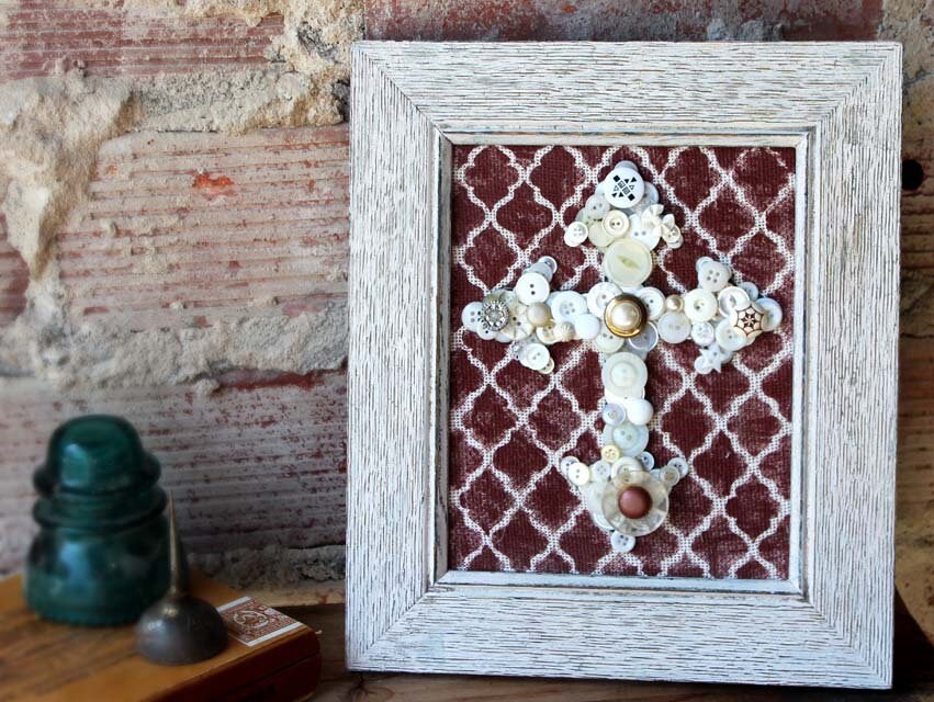 One of a Kind Cross Wall Art Made With Repurposed Vintage Buttons on ...