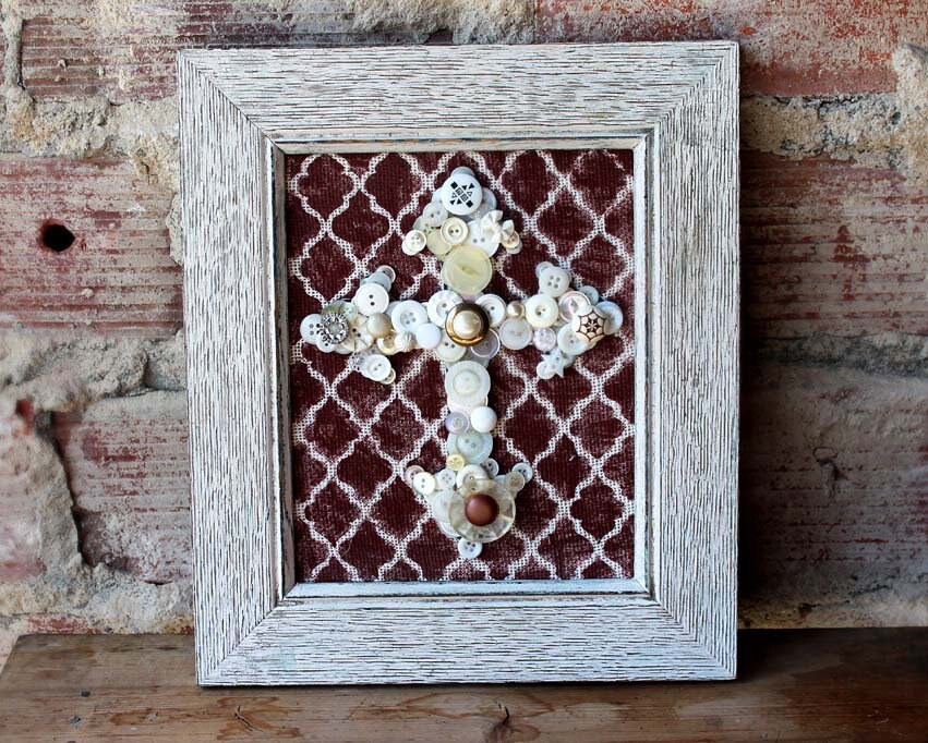 One of a Kind Cross Wall Art Made With Repurposed Vintage Buttons on ...