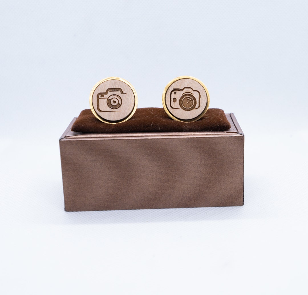 Camera Outline Wooden Cufflinks - Wedding Cufflinks, Engraved Wooden ...
