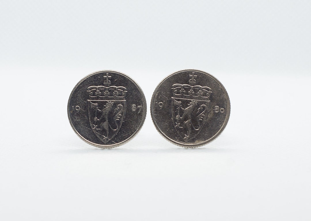 Coin Cufflinks Norway 50 Øre Olav V Coin Cufflink - Etsy