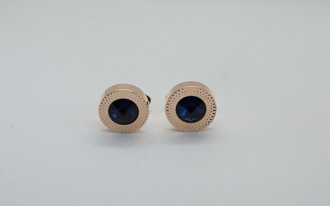 Blue Rose Gold Wedding Copper Luxury Cufflink - Etsy