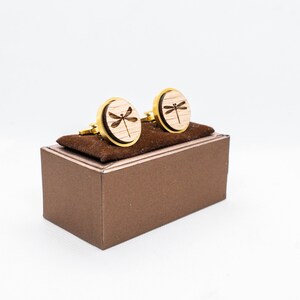 Dragonfly Wooden Cufflinks - Wedding Cufflinks, Engraved Wooden ...