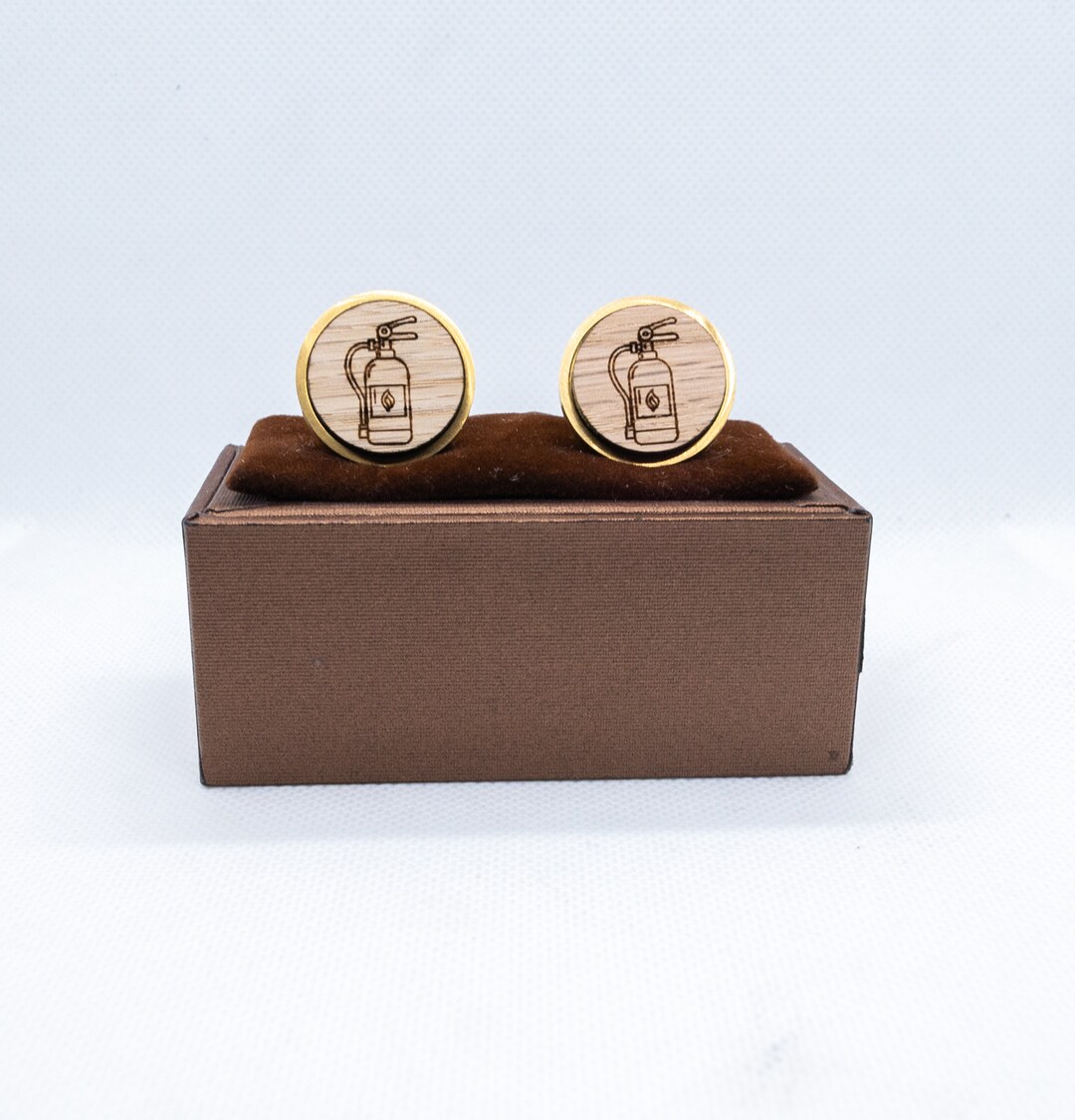 Wooden Fire Extinguisher Cufflinks - Wedding Cufflinks, Engraved Wooden ...
