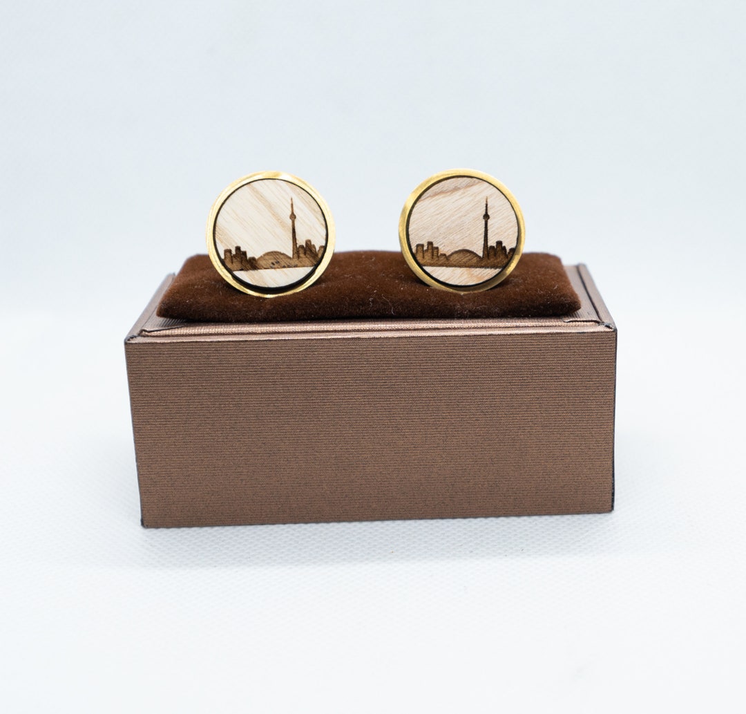 Toronto Outline Wooden Cufflinks - Wedding Cufflinks, Engraved Wooden ...